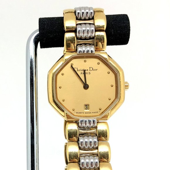 Dior | Accessories | Christian Dior Quartz Watch D4833 Silver Gold Dial ...